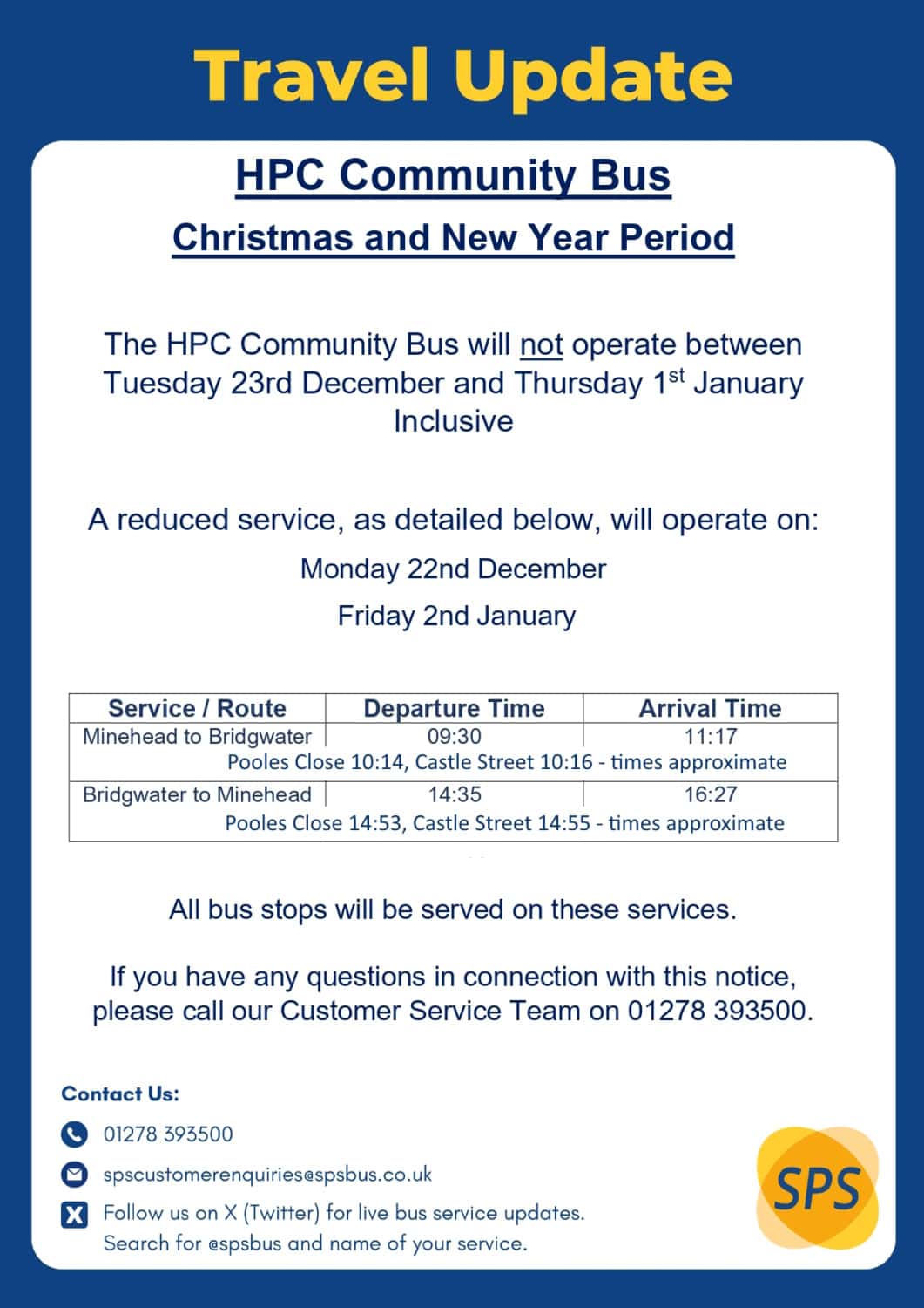 EDF Community Bus – Christmas/New Year Service – Nether Stowey Parish ...